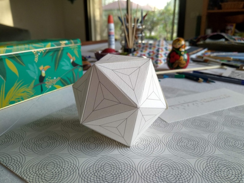 Icosahedron 3D Papercraft Template Pdf-platonic Solids-printable 3D ...