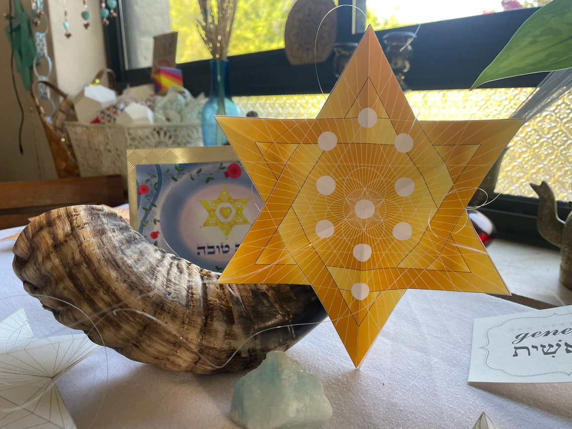 Star Décor Paper Template-3d David Stars Ornaments-craft Homemade ...