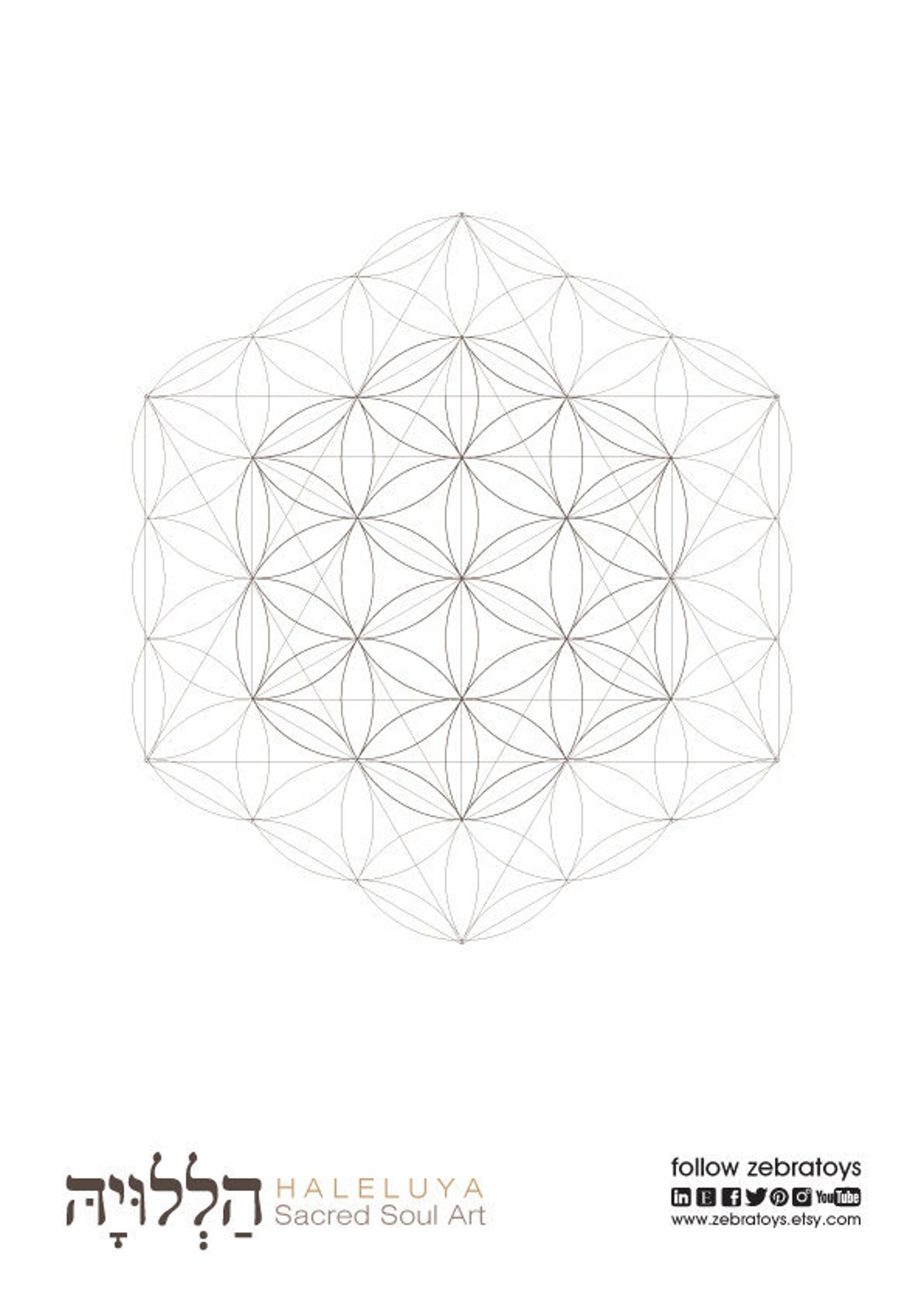 Flower of Life Coloring Page-sacred Geometry Hexahedron Art-relieve ...