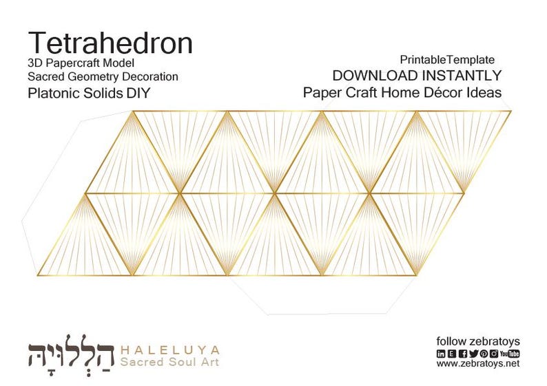 Platonic Solids Set-3d Papercraft Models-polyhedra Gold Templates-décor ...