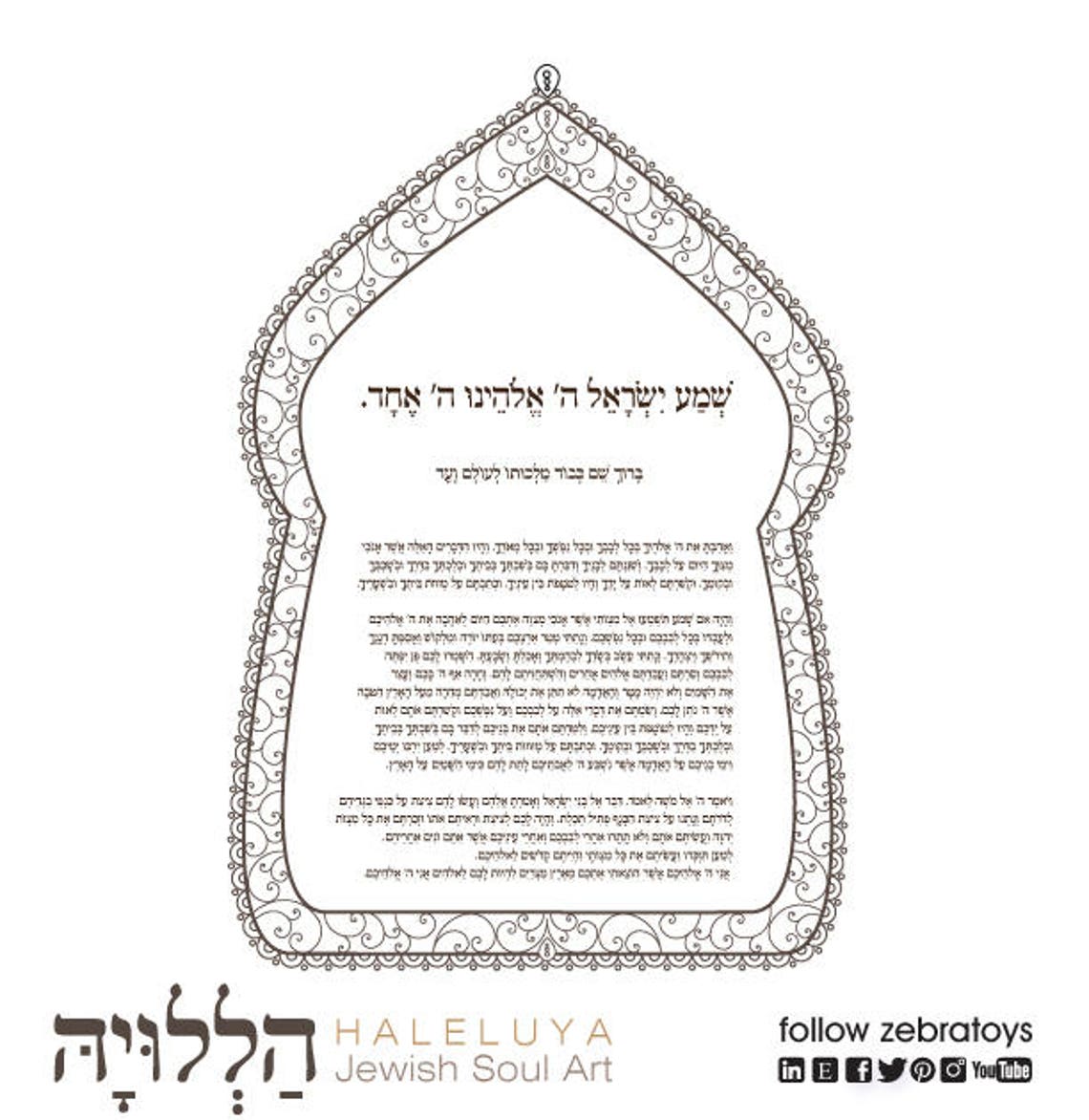 Sh'ma Yisrael Prayer Wall Art-coloring Page-jewish Art Craft-the Shema ...