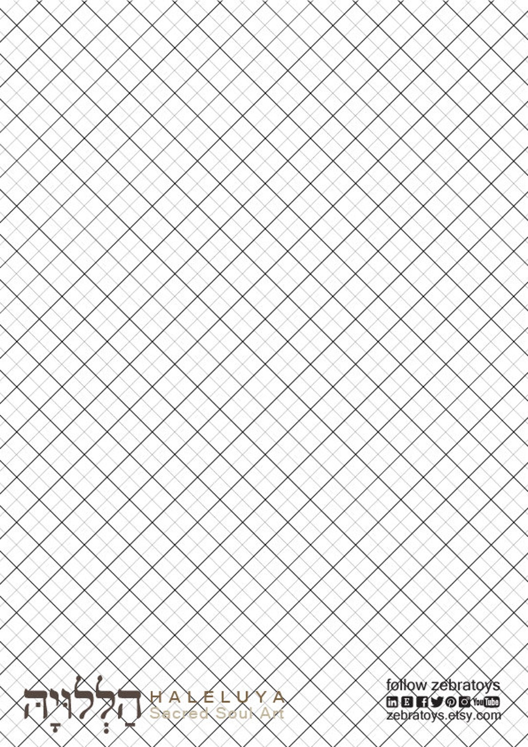 Diagonal Lines 0.25" and 0.5" Pattern-blank Sketching Sheet-geometry ...