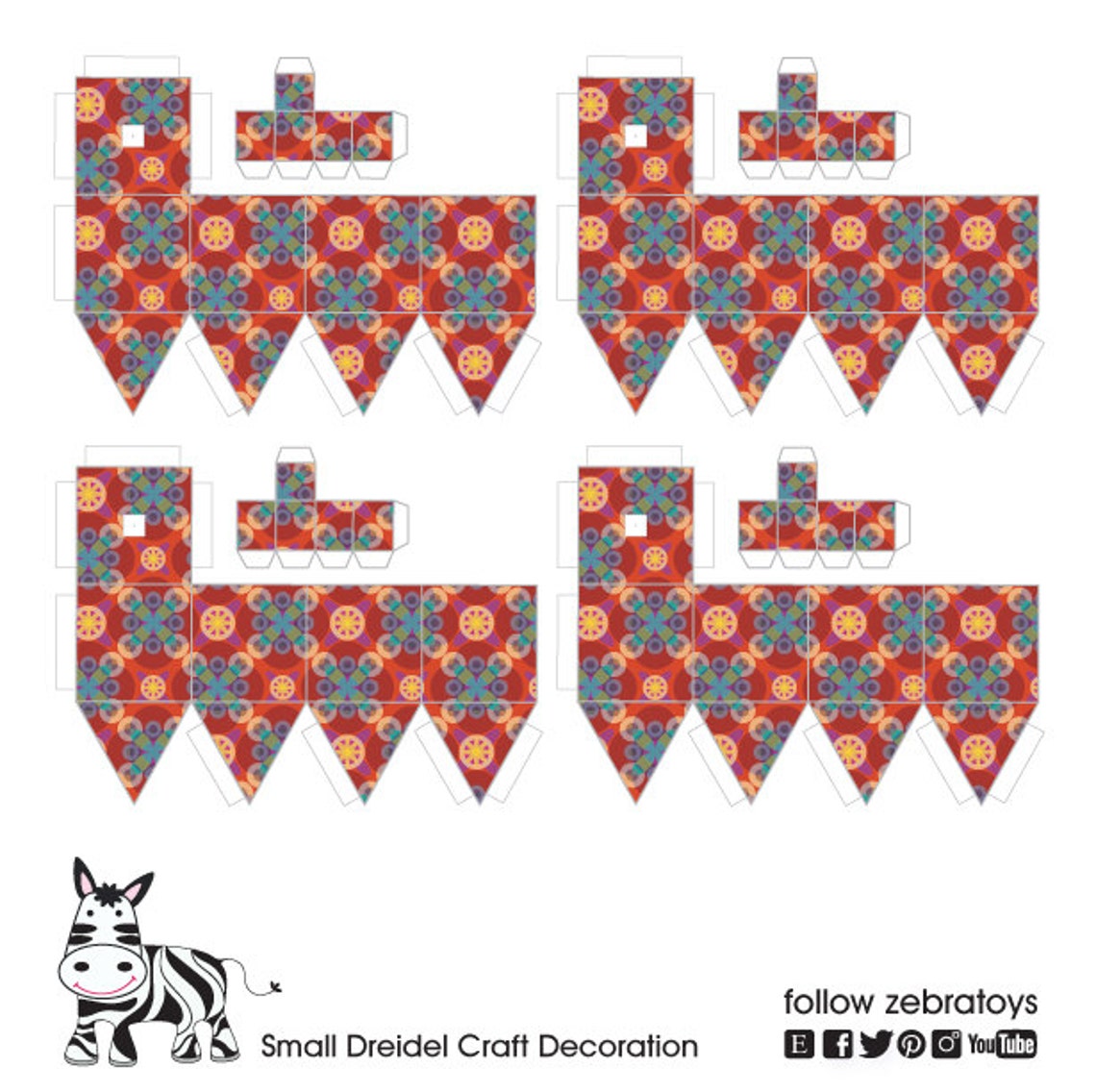 Hanukkah Paper Craft Dreidel Decorations-6 Printable DIY - Etsy Israel
