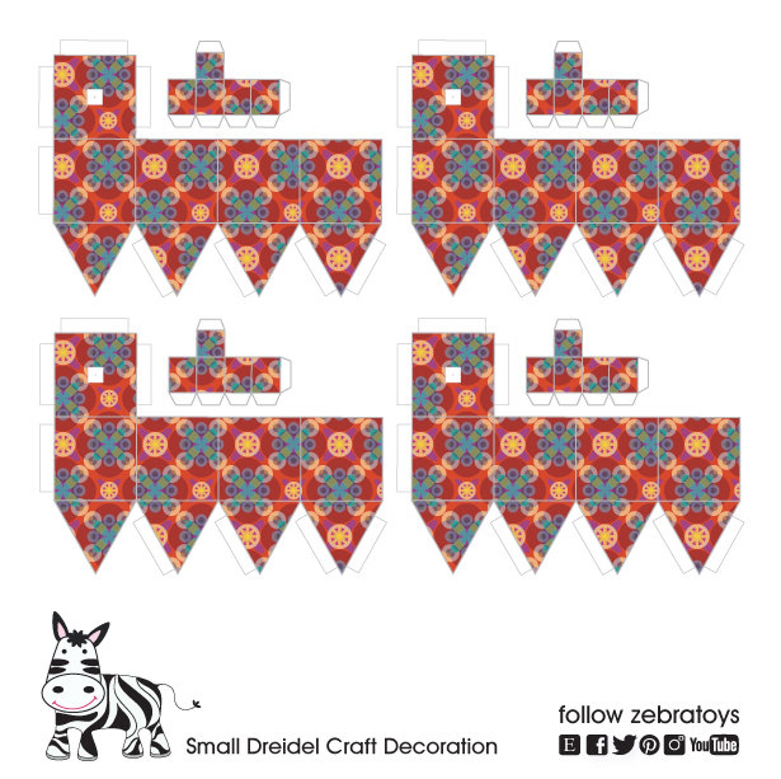 Hanukkah Paper Craft Dreidel Decorations-6 Printable DIY - Etsy Israel