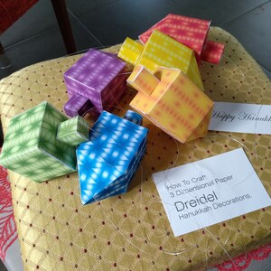 3D Paper Craft Green Dreidel-rainbow Color Harmony-hanukkah Decoration ...