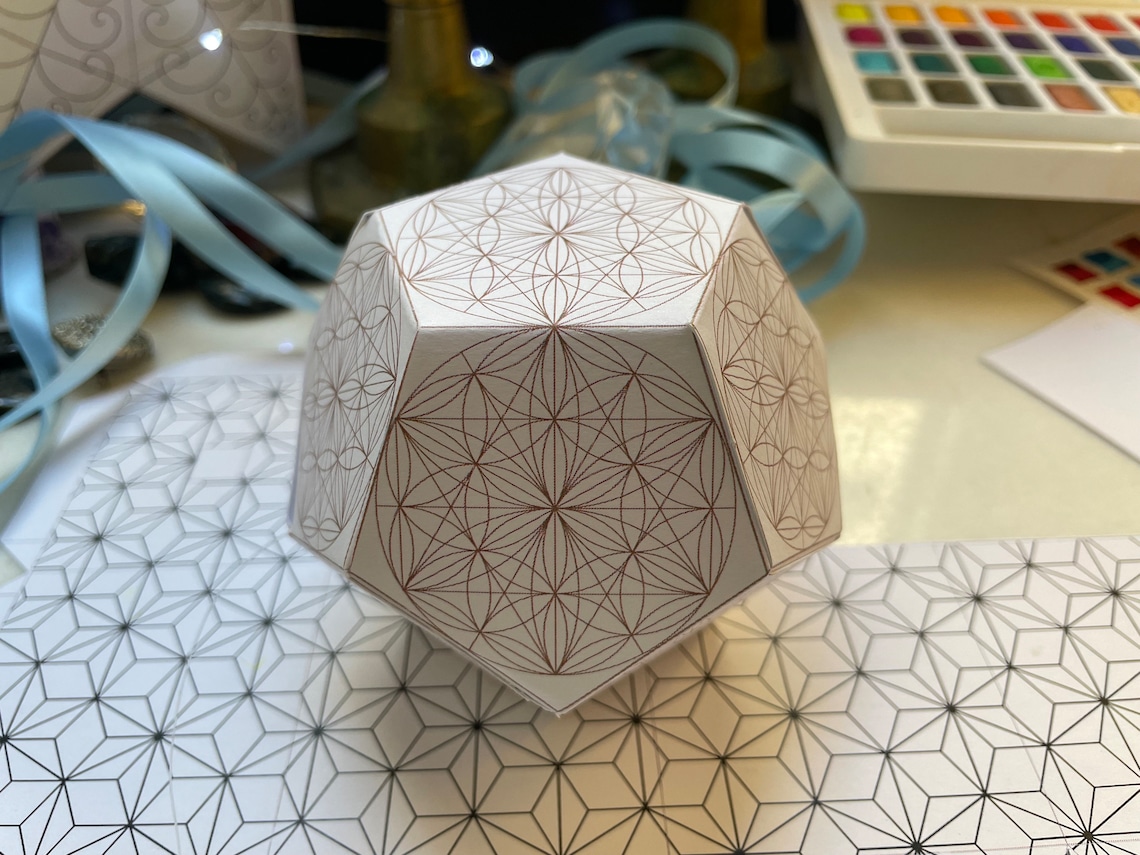 Dodecahedron 3D Papercraft Template Pdf-platonic Solids-ornament ...