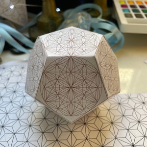 Dodecahedron 3D Papercraft Template Pdf-platonic Solids-ornament ...