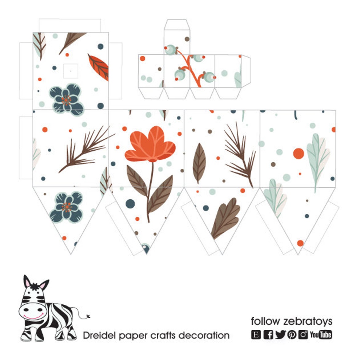 5 Hanukkah DIY Dreidels Paper Crafts Decorations Kit-canukkah-holiday ...