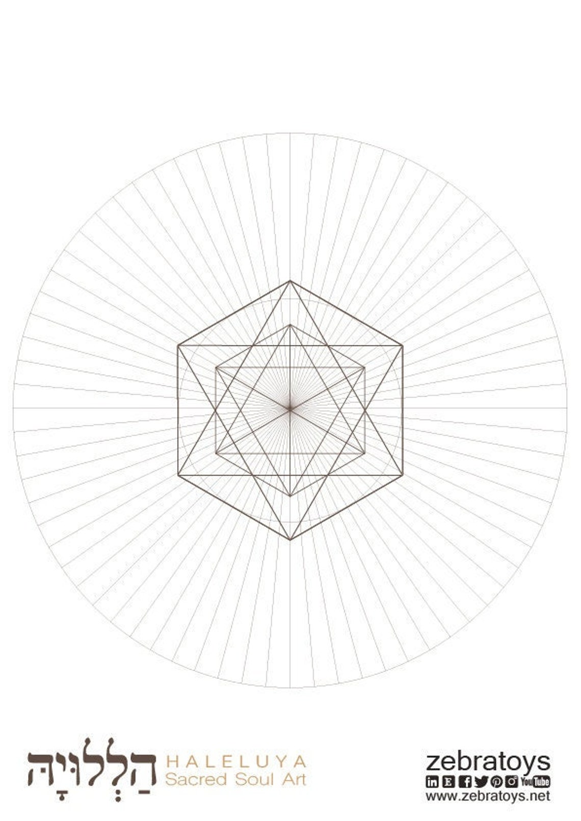 Hexagons Circle Rays-sacred Geometry Symbols-mandala-pdf Quality ...