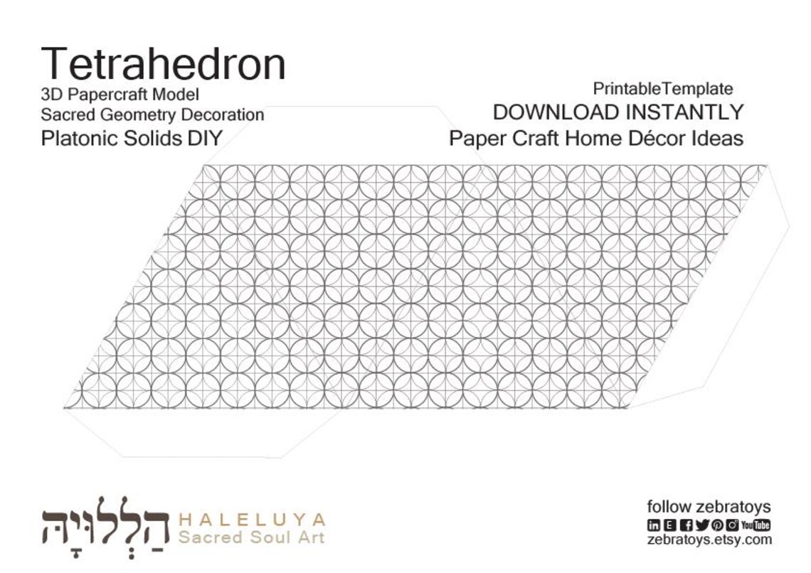 Platonic Solids Tetrahedron Paper Craft 3D Model-diy Template-geometric ...