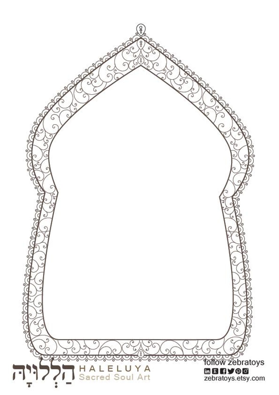 Set of 25 Blank Printable Frames to Color-illustrated Coloring Frame ...