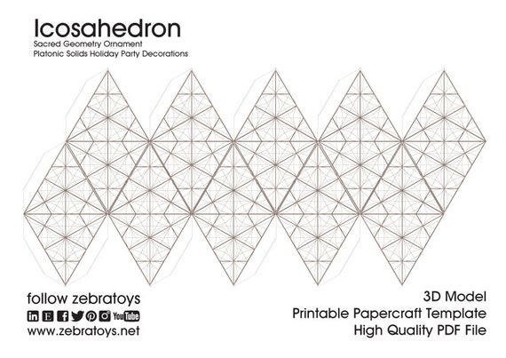 Icosahedron Template Icosahedron Dodecahedron Structure With A Free