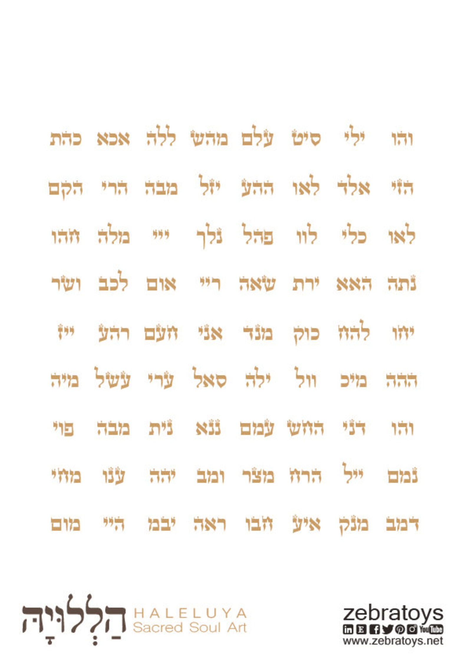 The 72 Names of God-judaism-sacred Art-divine Hebrew Torah Letters-tetragrammaton-holiness-gold ...