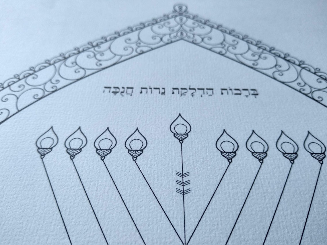 Chanukah Menorah Candles Blessing Printable-hanukkah Prayers-hanukiah ...