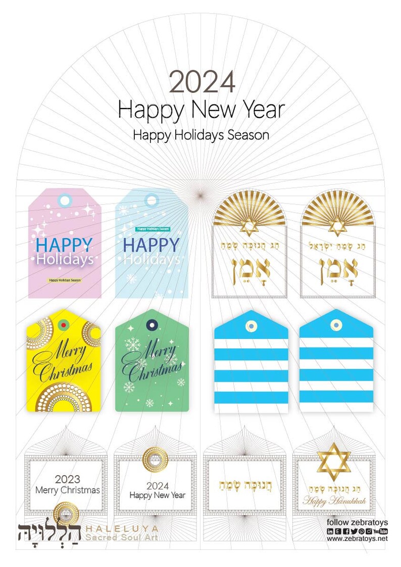 Happy Holidays Gift Tags-happy Holidays Season Hanukkah Merry Christmas ...