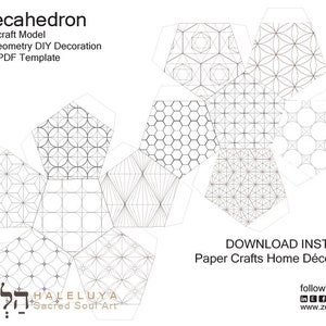 Dodecahedron 3D Papercraft Model Coloring Template-home Décor Ideas ...