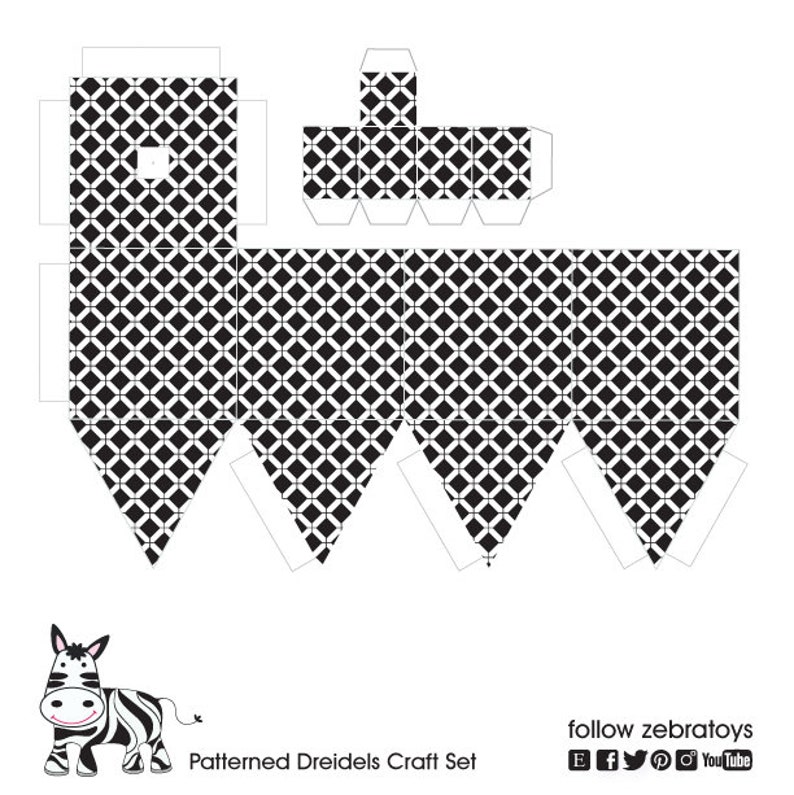 Hanukkah Paper Craft Dreidel Decorations-6 Printable DIY Dreidel ...