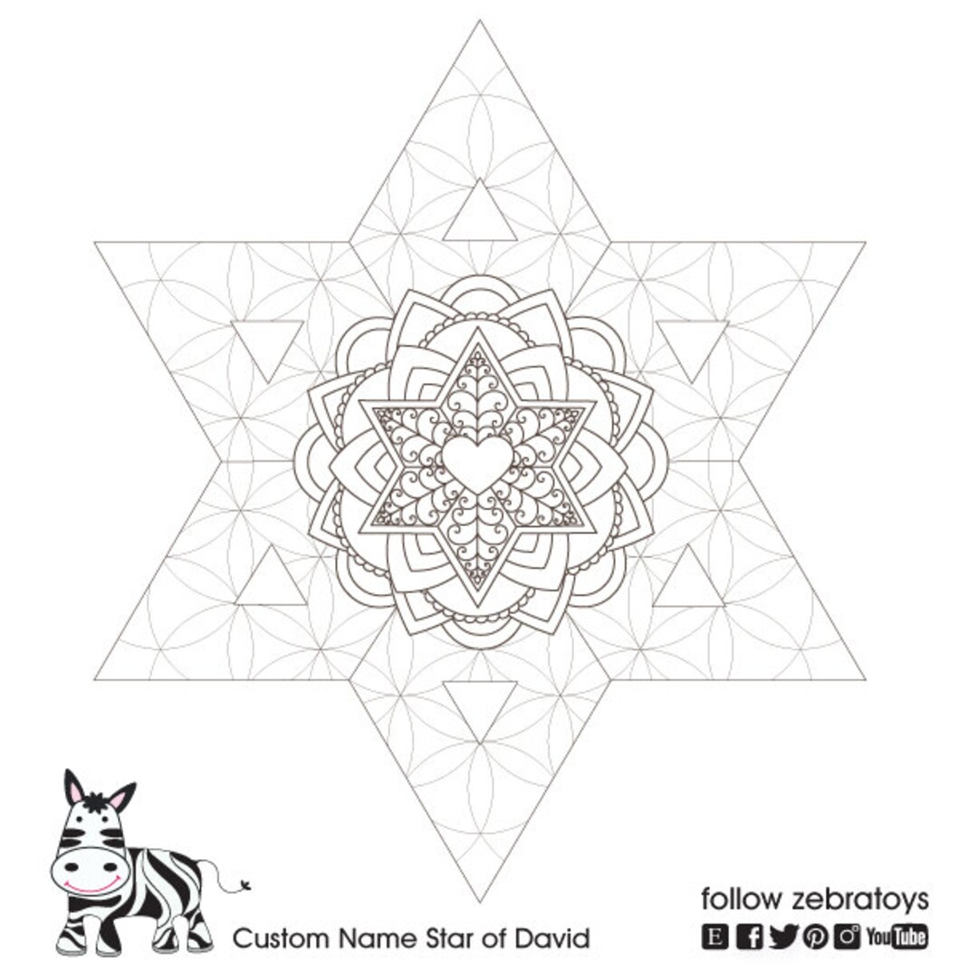 Custom Name Star of David-personalized Hanukkah Coloring Page-1 ...