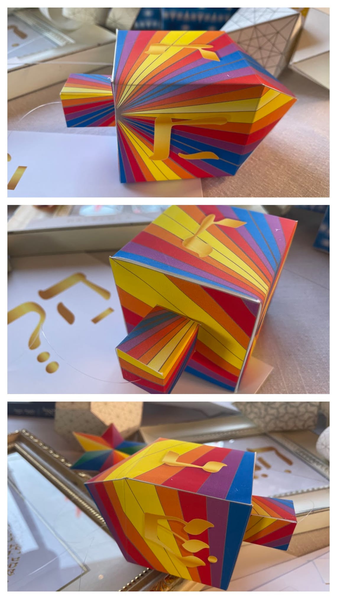 Hanukkah Dreidel Paper Craft Gift Box Template-3d Model-holiday Table ...