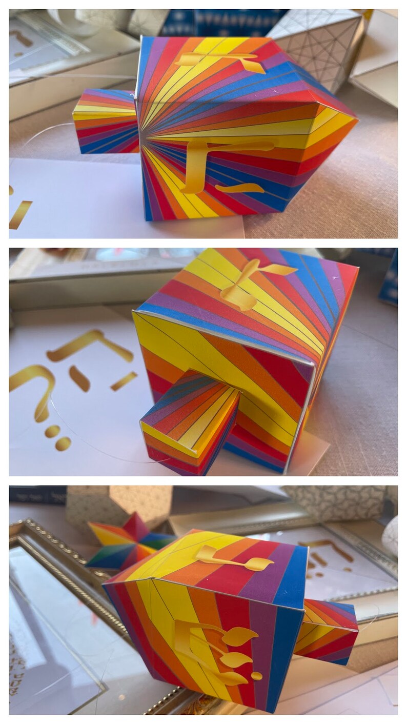 Hanukkah Dreidel Paper Craft Gift Box Template-3d Model-holiday Table ...