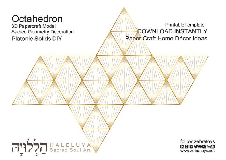 Platonic Solids Set-3d Papercraft Models-polyhedra Gold Templates-décor ...