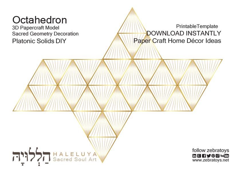 Platonic Solids Set-3d Papercraft Models-polyhedra Gold Templates-décor ...