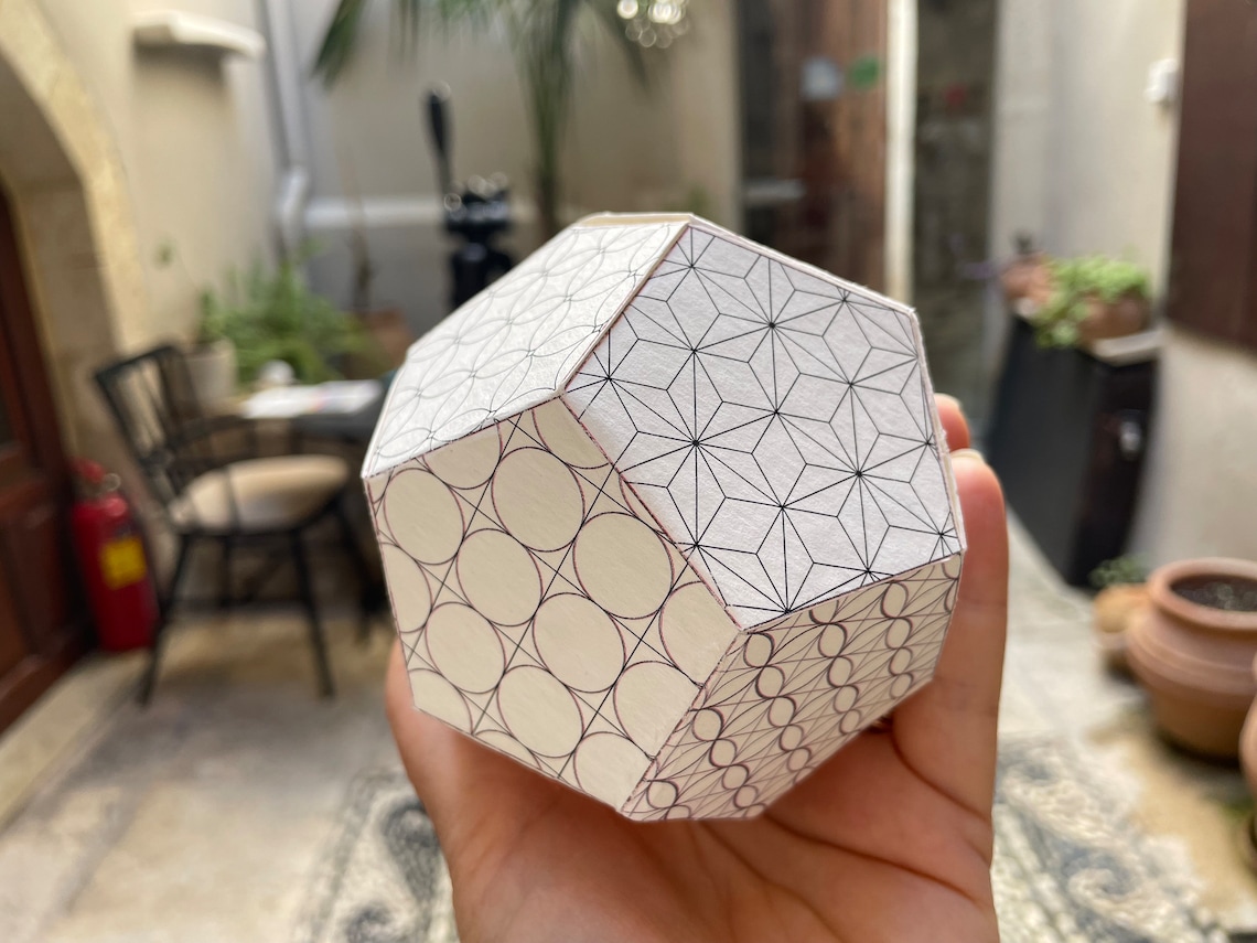 Dodecahedron 3D Papercraft Model Coloring Template-home Décor Ideas ...