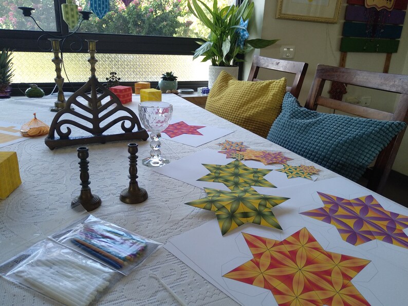 3D Paper Craft Orange Star of David-hanukkah Decorations-rainbow ...