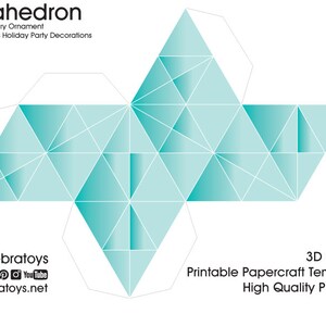 Octahedron 3D Papercraft Template Pdf-platonic Solids-turquoise ...