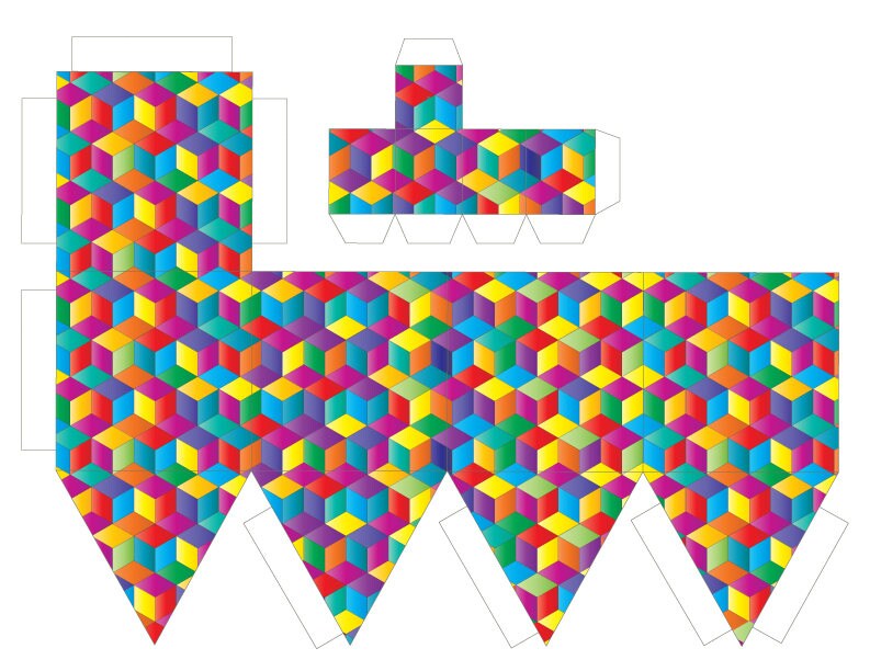 Paper Craft Dreidel Hanukkah Decorations-cubes Seamless Geometric ...