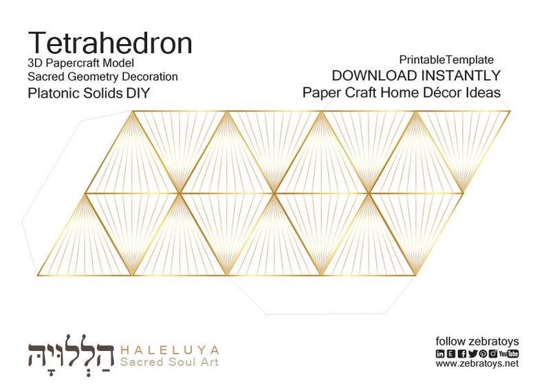 Tetrahedron 3D Papercraft Template-home Décor Ideas-platonic Solids ...