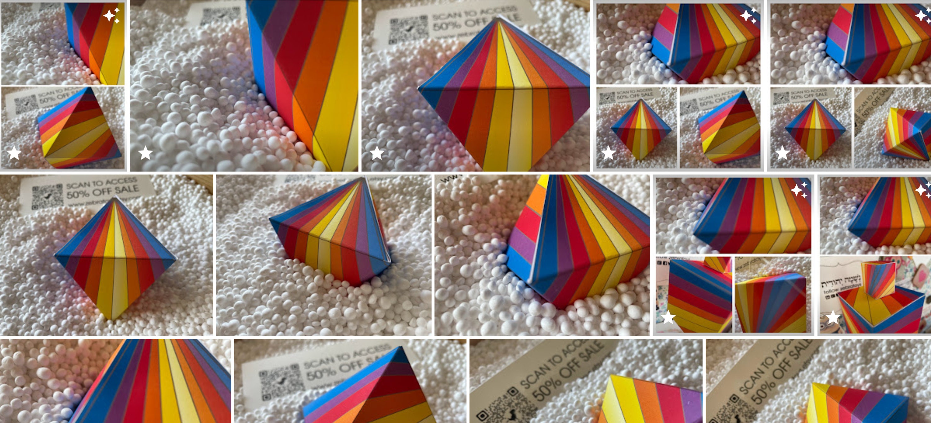 Octahedron-3d Papercraft Template-pdf-platonic Solids-rainbow Colors ...