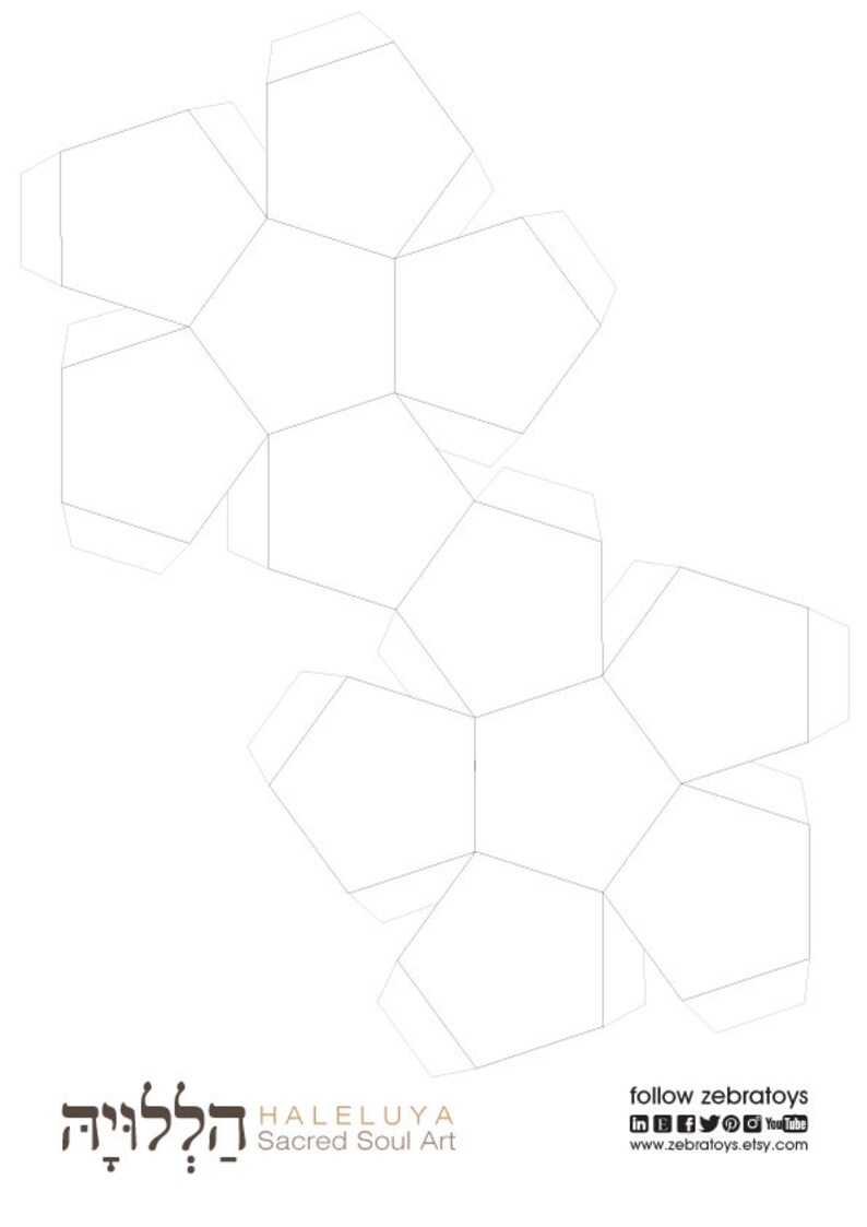 Dodecahedron 3D Papercraft Template Pdf-platonic Solids-blank Printable ...