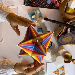 Merkaba Paper Craft DIY Template-merkavah Making-printable Rainbow 3D ...