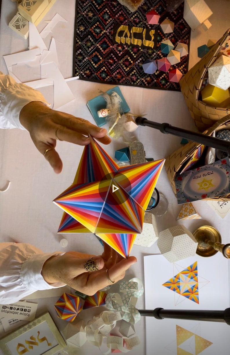 Merkaba Paper Craft DIY Template-merkavah Making-printable Rainbow 3D ...