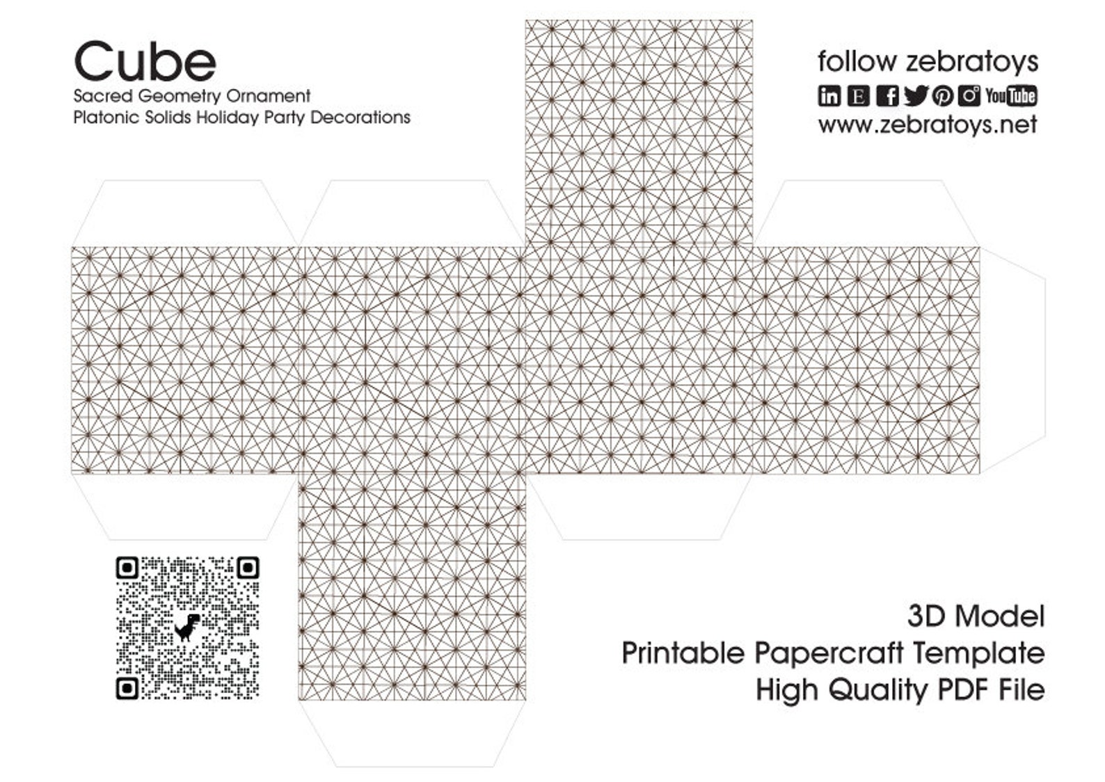 Paper Cube-geometric Ornament-craft 3d-template Pdf-holiday Decorations ...