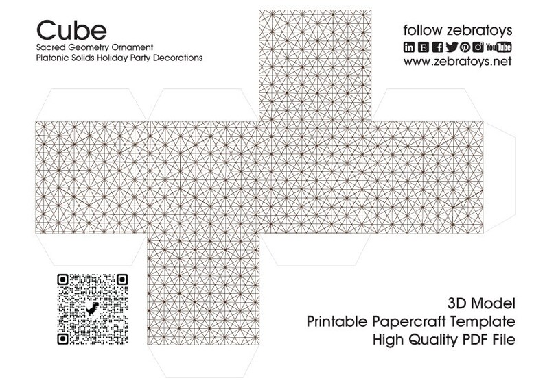 Paper Cube-geometric Ornament-craft 3d-template Pdf-holiday Decorations ...