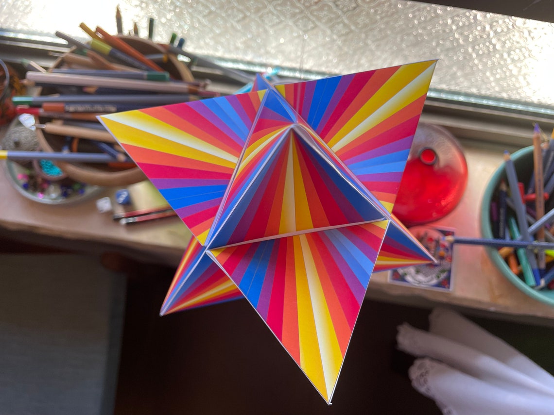Merkaba Paper Craft Merkavah Rainbow DIY Template-printable 3D - Etsy