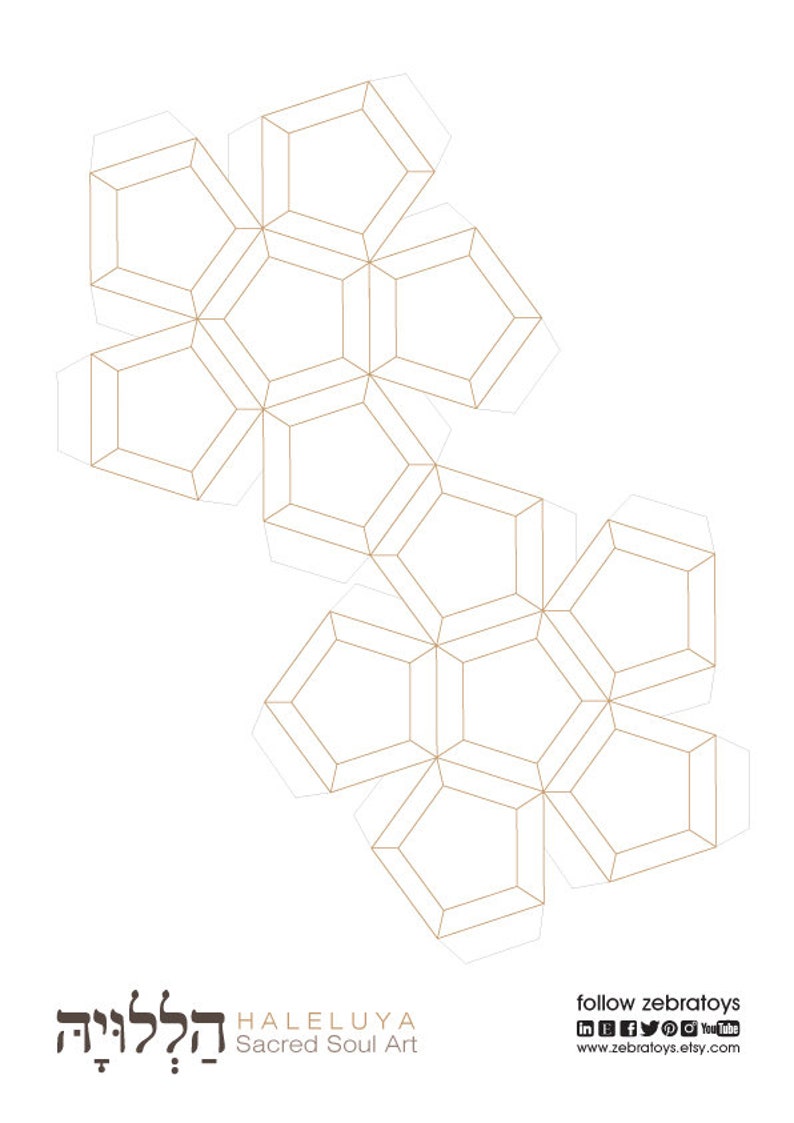 Dodecahedron 3D Papercraft Template Pdf-platonic Solids-blank Gold ...