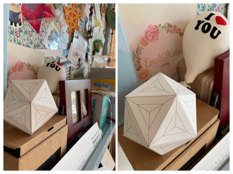 Icosahedron 3D Papercraft Template Pdf-platonic Solids-printable 3D ...