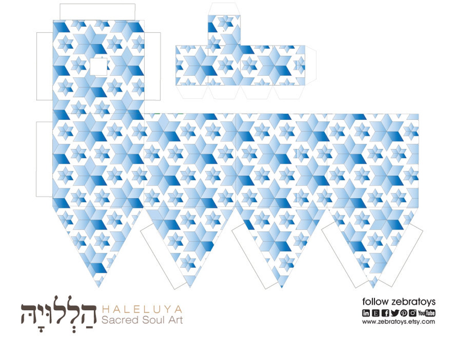 Hanukkah Dreidel Paper Craft Template-3d-geometric Printable-holiday ...