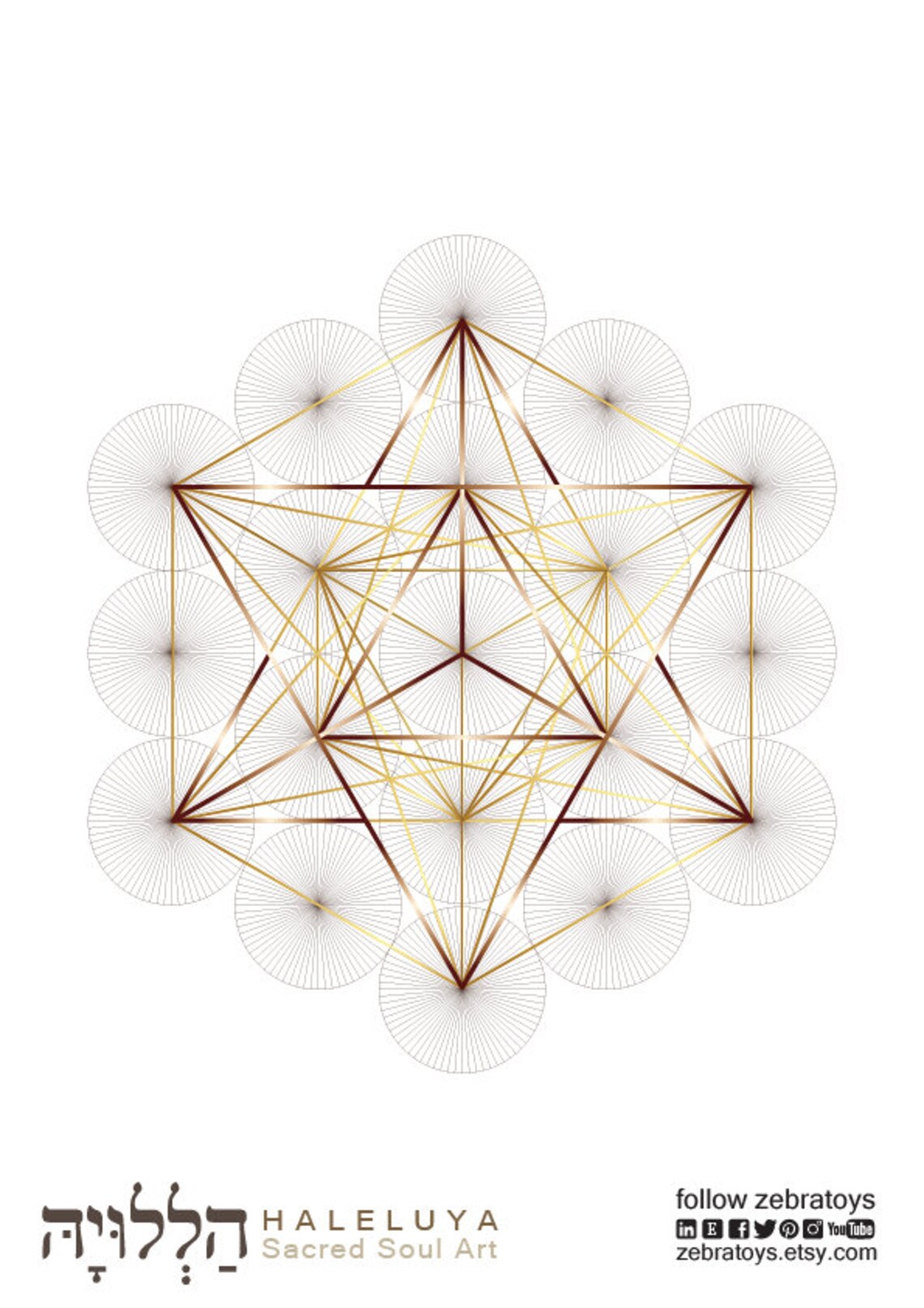 Metatron's Cube Symbol Sacred Geometry Copper Wall Décor Art-geometric ...