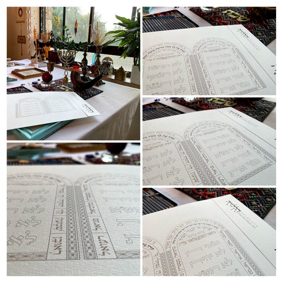 Ten Commandments-Judaica-Jewish Art-Coloring Page | Etsy