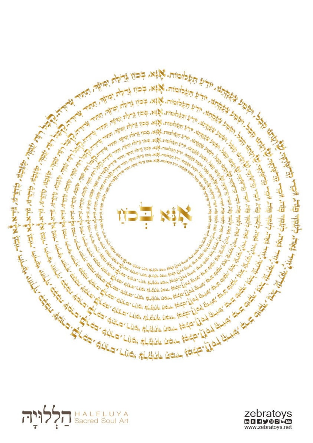 ברכת אנא בכח-ana Beko'ach Prayer Wall Decor-hebrew Blessing-divine ...