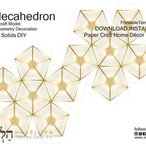 Dodecahedron 3D Papercraft Model-printable Gold Template-home Décor ...