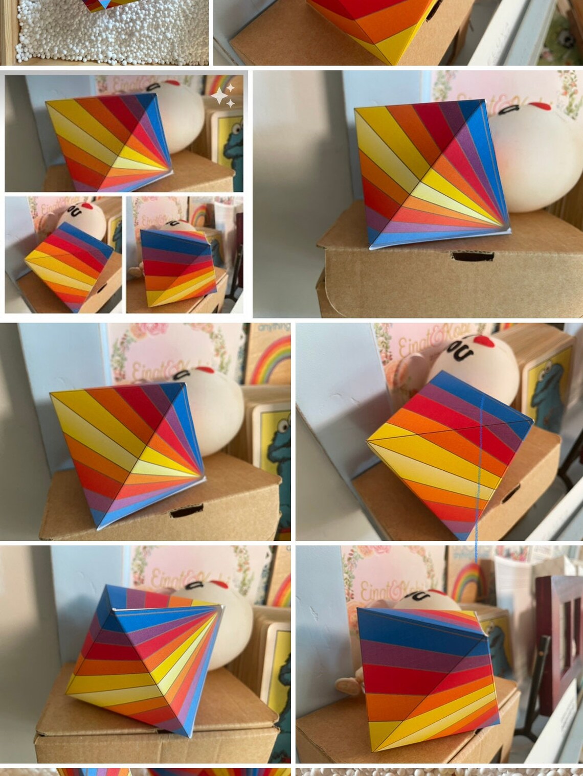 Octahedron-3d Papercraft Template-pdf-platonic Solids-rainbow Colors ...