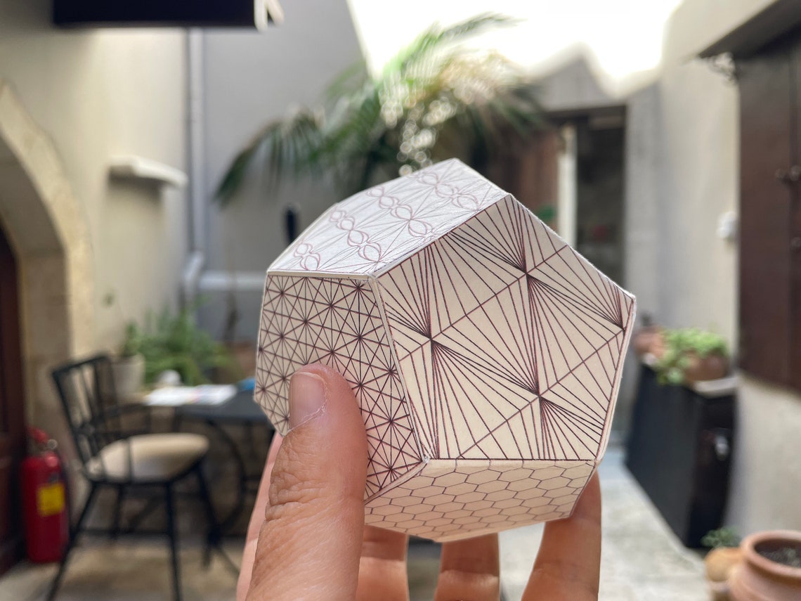 Dodecahedron 3D Papercraft Model Coloring Template-home Décor Ideas ...