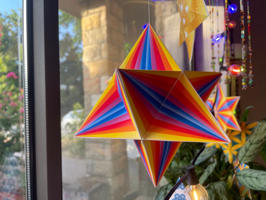 Merkaba Paper Craft DIY Template-merkavah Making-printable Rainbow 3D ...