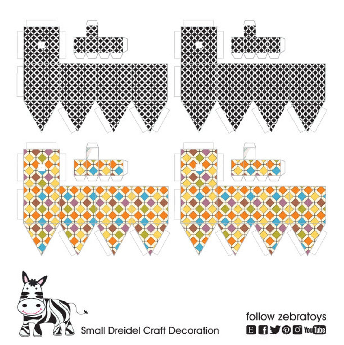 5 Hanukkah DIY Dreidels Paper Crafts Decorations Kit-canukkah-holiday ...