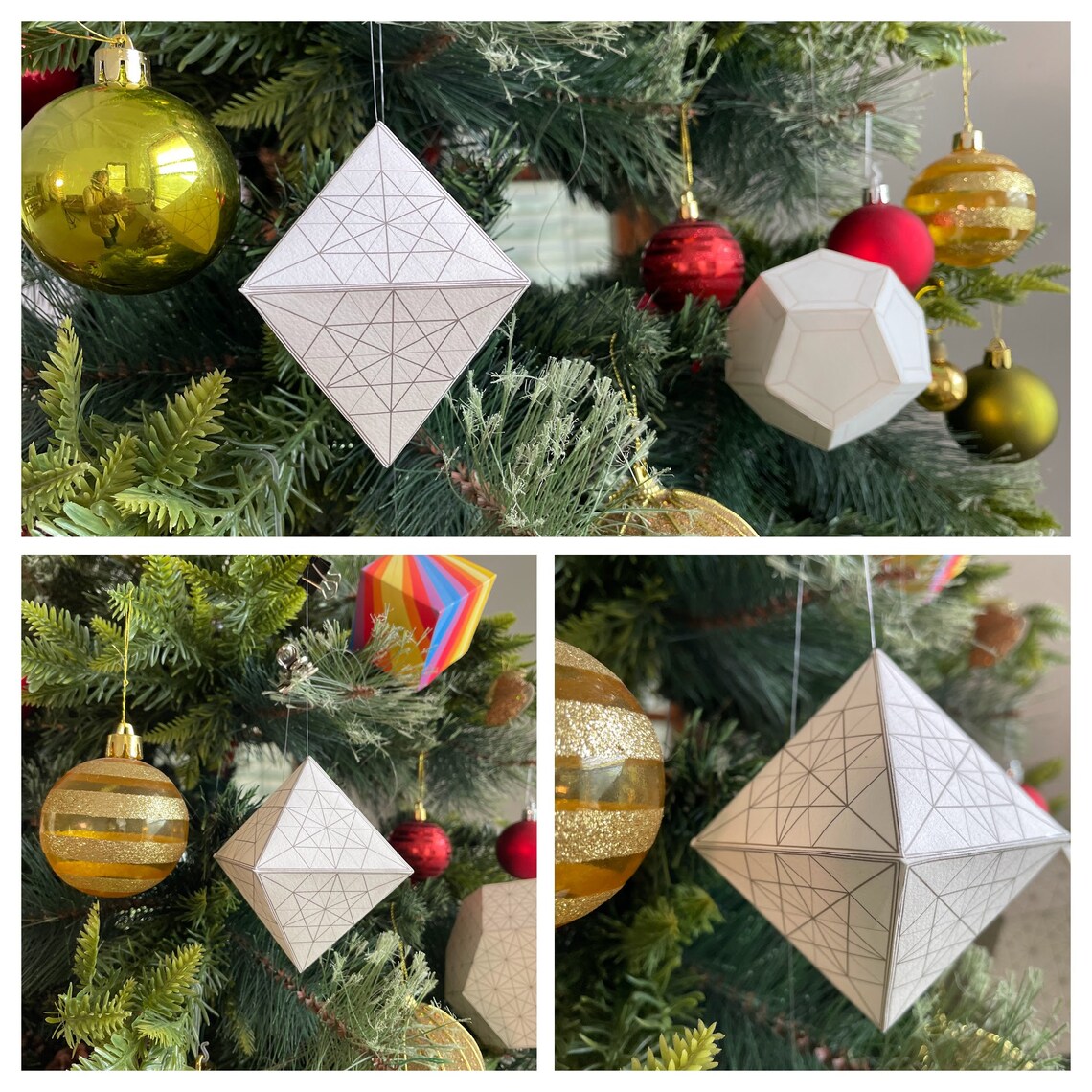 Octahedron 3D Papercraft Crystalized Template Pdf-platonic Solids-blank ...